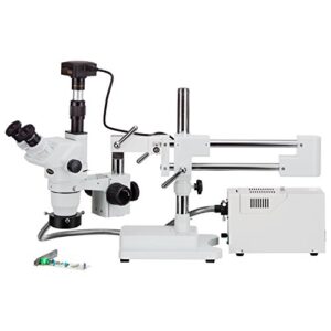 AmScope 2x-225x Trinocular Boom Stand Stereo Zoom Microscope + 18MP Camera