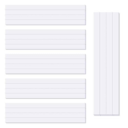 TIESOME Sentence Strips for Teachers, 150 Sheets White Word Writing Strips Adhesive Sentence Learning Strips Lined Word Strips for School Office Supplies 3 x 12 Inch