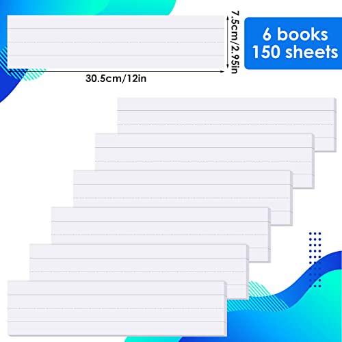 TIESOME Sentence Strips for Teachers, 150 Sheets White Word Writing Strips Adhesive Sentence Learning Strips Lined Word Strips for School Office Supplies 3 x 12 Inch