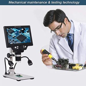 7''LCD Digital Microscope,1200X 12MP 1080P Photo/Video Zoom Microscope for Adults Soldering Coins,Metal Stand,8 LED Lights,PC View,Windows/Mac Compatible