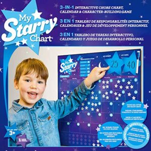 My Starry Chart - Kids Chore Chart Calendar Board for Behavior, Reward, Responsibility, Incentive & Routine at Home - Homeschool Planner Supplies with Dry Erase Reusable Stickers - Preschool Learning