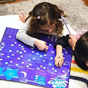 My Starry Chart - Kids Chore Chart Calendar Board for Behavior, Reward, Responsibility, Incentive & Routine at Home - Homeschool Planner Supplies with Dry Erase Reusable Stickers - Preschool Learning