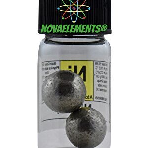 Metallic Nickel Element 28 Ni, 99.9% Spheres> 10 Grams in Glass Vial with Label