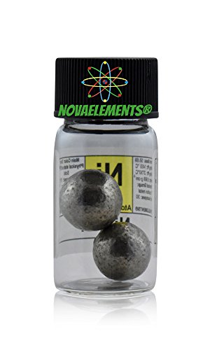 Metallic Nickel Element 28 Ni, 99.9% Spheres> 10 Grams in Glass Vial with Label