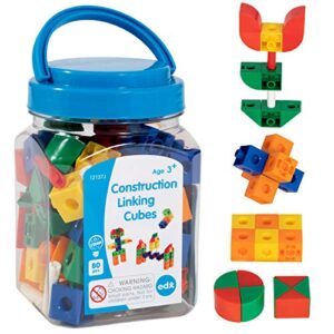 edx education construction linking cubes – mini jar set of 80 – linking cubes – stem play – math manipulative for kids