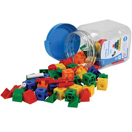 Edx Education Construction Linking Cubes - Mini Jar Set of 80 - Linking Cubes - STEM Play - Math Manipulative for Kids