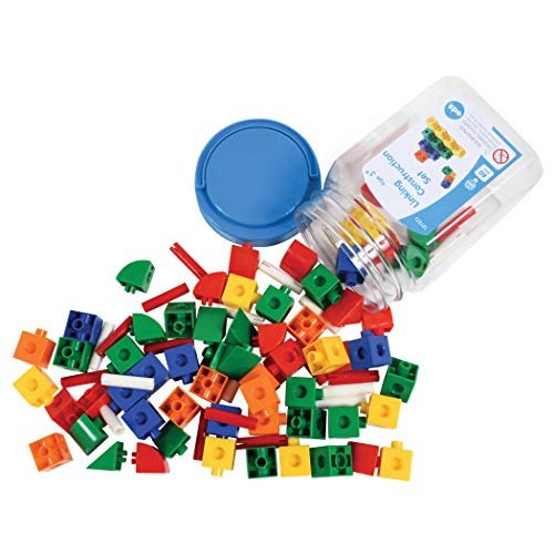 Edx Education Construction Linking Cubes - Mini Jar Set of 80 - Linking Cubes - STEM Play - Math Manipulative for Kids