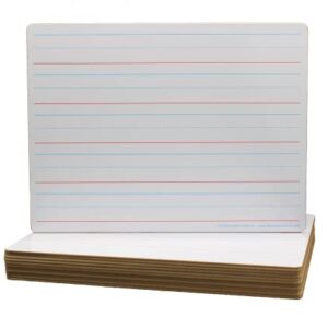 Flipside Two-Sided Red and Blue Ruled Dry Erase Board, 12 x 9, Ruled White Front/Unruled White Back, 12/Pack