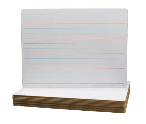 Flipside Two-Sided Red and Blue Ruled Dry Erase Board, 12 x 9, Ruled White Front/Unruled White Back, 12/Pack