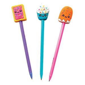 Raymond Geddes Pens with Cute Snack Topper (Pack of 12)