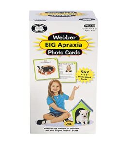 super duper publications | webber® big apraxia photo cards | organized words by syllable for ease of speech production | vowels and consonants | basic syllable shapes | activities with instructions