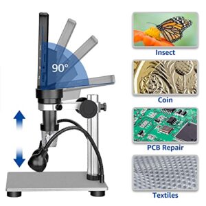 SVBONY SV604 7 Inch LCD Digital Microscope 1200X for Adults, Coin Microscope 1080FHD Video 12MP Camera, Electronic Microscope for Soldering, Wired Remote, Compatible with Windows and Mac OS