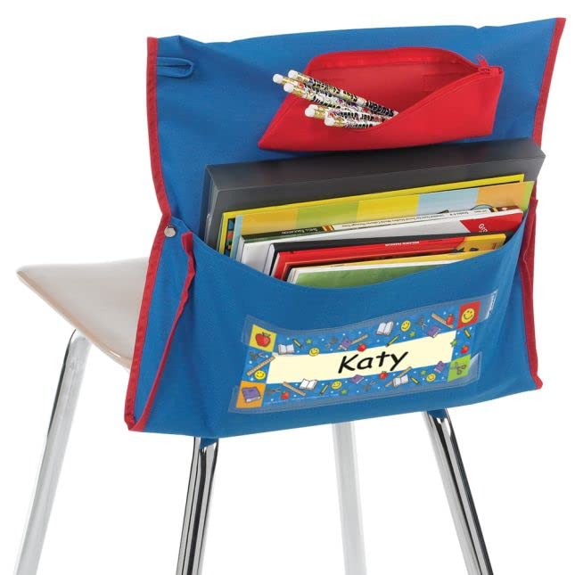 Deluxe Chair Pockets with Pencil Case – 6 Pack – Blue/Red