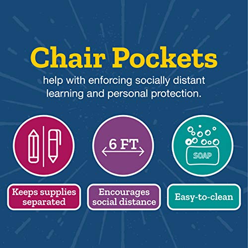 Deluxe Chair Pockets with Pencil Case – 6 Pack – Blue/Red