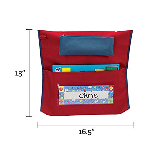 Deluxe Chair Pockets with Pencil Case – 6 Pack – Blue/Red