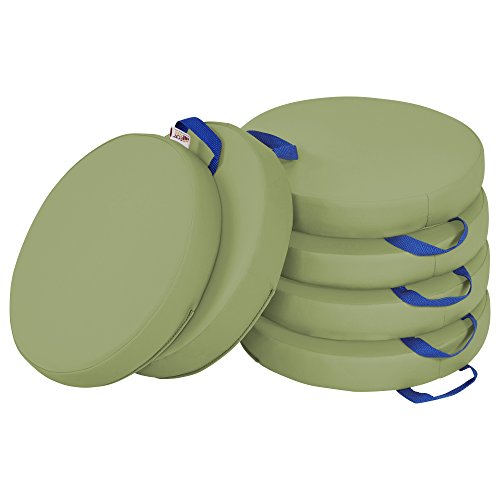 ECR4Kids SoftZone Floor Cushions with Handles, 2" Deluxe Foam, Round, Fern Green, (6-Pack)