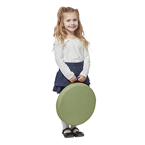 ECR4Kids SoftZone Floor Cushions with Handles, 2" Deluxe Foam, Round, Fern Green, (6-Pack)