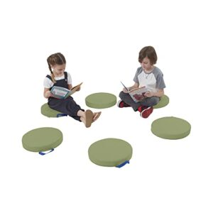 ECR4Kids SoftZone Floor Cushions with Handles, 2" Deluxe Foam, Round, Fern Green, (6-Pack)