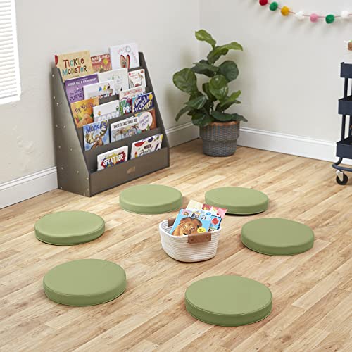 ECR4Kids SoftZone Floor Cushions with Handles, 2" Deluxe Foam, Round, Fern Green, (6-Pack)