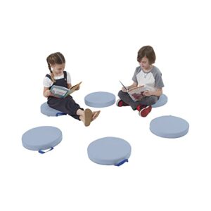 ECR4Kids SoftZone Floor Cushions with Handles, 2" Deluxe Foam, Round, Powder Blue, (6-Pack)