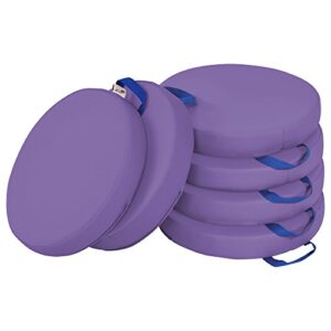 ecr4kids softzone floor cushions with handles, 2″ deluxe foam, round, purple, (6-pack)