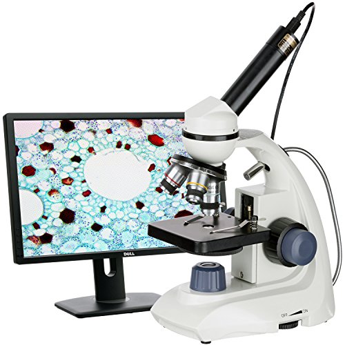 AmScope M170C-E 40X-1000X Dual LED Solid-Metal Portable Compound Microscope with Camera, White