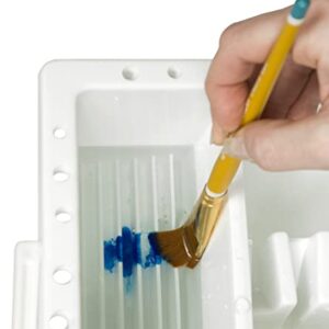 Creative Mark Brush Basin - All in One Unit for Storage, Shaping, Cleaning, and Soaking - 6.5 x 6.5 x 3.5" with Lid