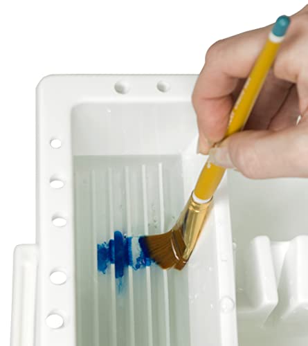 Creative Mark Brush Basin - All in One Unit for Storage, Shaping, Cleaning, and Soaking - 6.5 x 6.5 x 3.5" with Lid