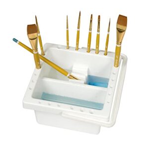 Creative Mark Brush Basin - All in One Unit for Storage, Shaping, Cleaning, and Soaking - 6.5 x 6.5 x 3.5" with Lid