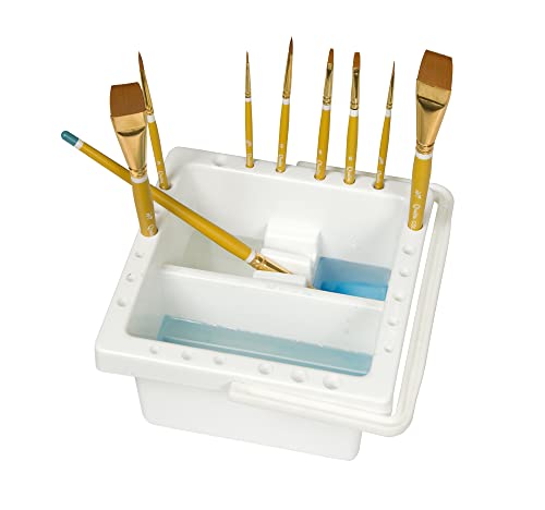 Creative Mark Brush Basin - All in One Unit for Storage, Shaping, Cleaning, and Soaking - 6.5 x 6.5 x 3.5" with Lid