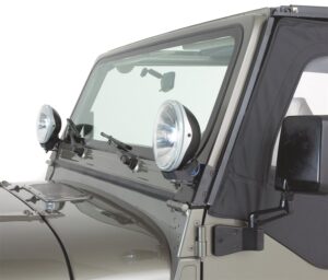 rampage windshield hinge light bracket | pair, black | 7609 | fits 1976 – 1995 jeep cj & wrangler yj