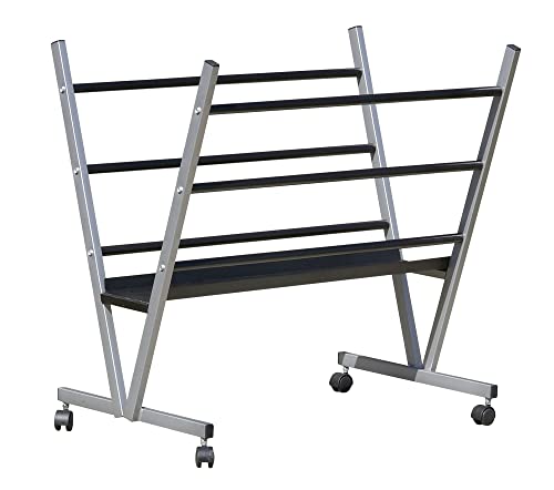 Art Expo Metal Art Professional Print Rack, Holds Posters, Prints, Canvas Art for Shows & Storage, Mobile with Rolling Casters Size 22"Hx34"Wx6"D