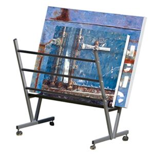 Art Expo Metal Art Professional Print Rack, Holds Posters, Prints, Canvas Art for Shows & Storage, Mobile with Rolling Casters Size 22"Hx34"Wx6"D