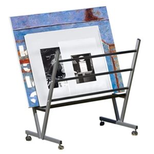 Art Expo Metal Art Professional Print Rack, Holds Posters, Prints, Canvas Art for Shows & Storage, Mobile with Rolling Casters Size 22"Hx34"Wx6"D