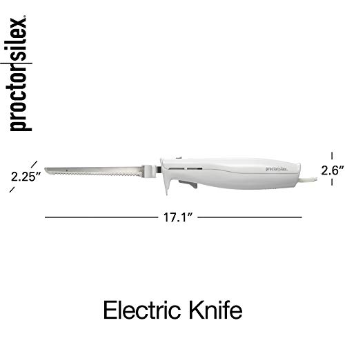 Proctor Silex Easy Slice Electric Knife for Carving Meats, Poultry, Bread, Crafting Foam and More, Lightweight with Contoured Grip, White