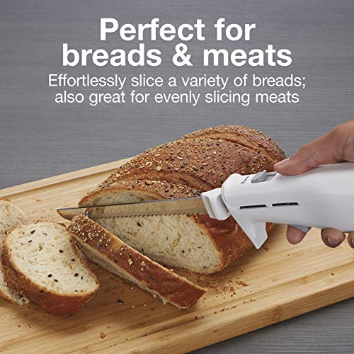 Proctor Silex Easy Slice Electric Knife for Carving Meats, Poultry, Bread, Crafting Foam and More, Lightweight with Contoured Grip, White