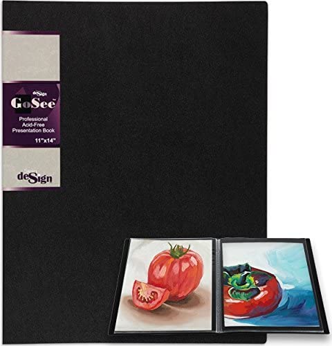 GoSee Professional Quality 11x14 inch Artist Portfolio Presentation Book (24 Count, Top-Loaded Pages) Perfect for Travel and Displaying Artwork