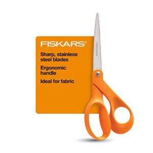 fiskars the original handled scissors, 8 inch, crafting, paper cutting, multi surface use, orange