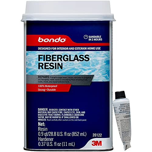 Bondo Fiberglass Resin, Interior and Exterior Home Use, 100% Waterproof, Strong, Durable, 20122, 28.8 fl oz Can