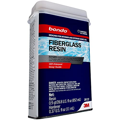 Bondo Fiberglass Resin, Interior and Exterior Home Use, 100% Waterproof, Strong, Durable, 20122, 28.8 fl oz Can