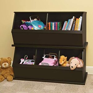 Stackable Wooden 2 Bin Open Storage Toy Organizing Cubby