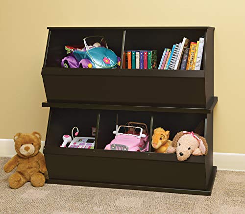 Stackable Wooden 2 Bin Open Storage Toy Organizing Cubby