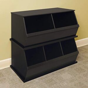 Stackable Wooden 2 Bin Open Storage Toy Organizing Cubby