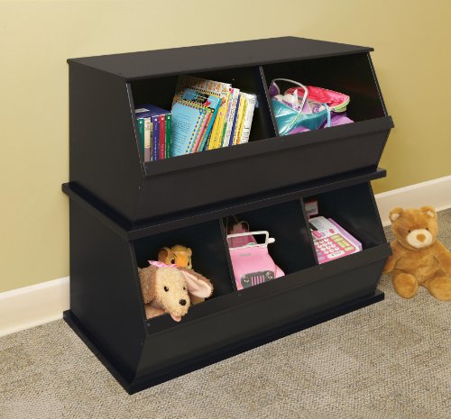 Stackable Wooden 2 Bin Open Storage Toy Organizing Cubby