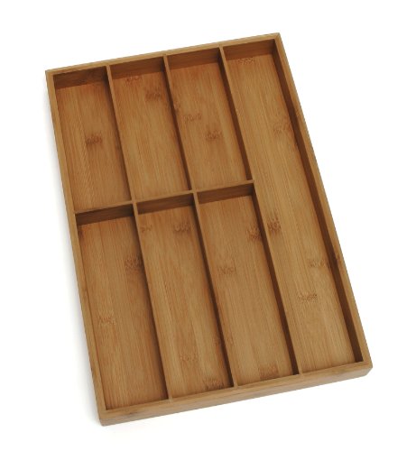 Lipper International 8877 Bamboo Wood Flatware Organizer with 7 Compartments, 12" x 17-1/2" x 1-3/4"