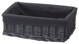 ちどり産業(tidorisangyou) willow basket with cloth storage box, 36x26xh12cm, black (black 19-3911tcx)