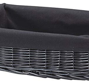 ちどり産業(Tidorisangyou) Willow Basket with Cloth Storage Box, 36X26XH12cm, Black (Black 19-3911tcx)