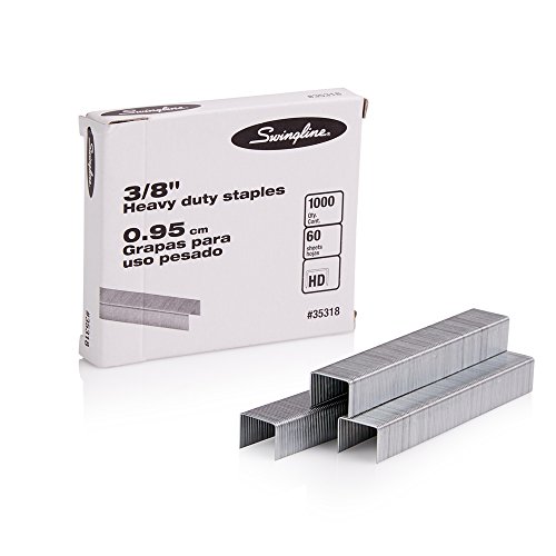 Swingline Staples, Heavy Duty, 3/8" Length, 60 Sheet Capacity, 100/Strip, 1000/Box, 1 Pack (35318), Silver (SWI35318)