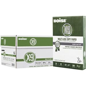 Boise® X-9® Multi-Use Print & Copy Paper, Legal Size (8 1/2" x 14"), 92 (U.S.) Brightness, 20 Lb, White, 500 Sheets Per