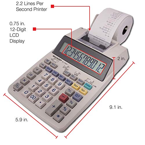 Sharp EL-1750V Two-Color Printing Calculator 2 Lines/Sec 3" Black/Red